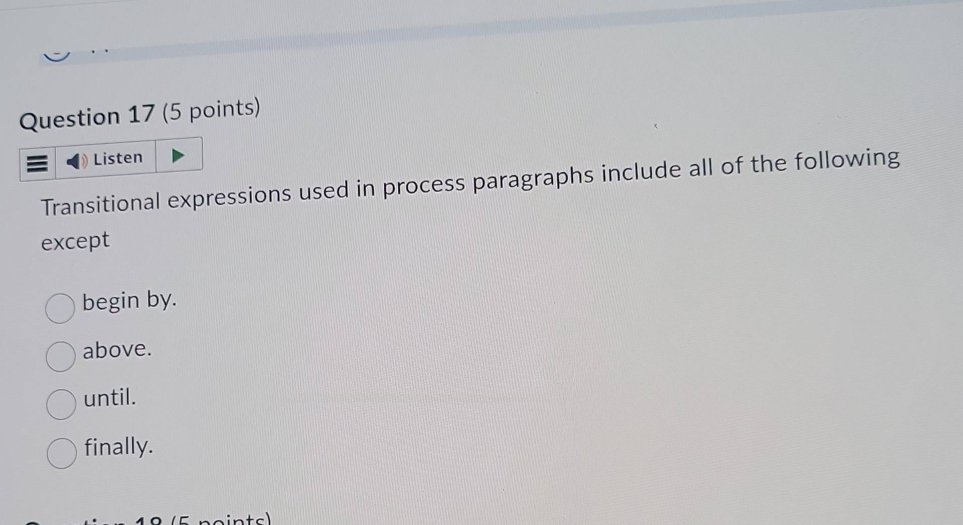 Solved: Listen Transitional expressions used in process paragraphs ...