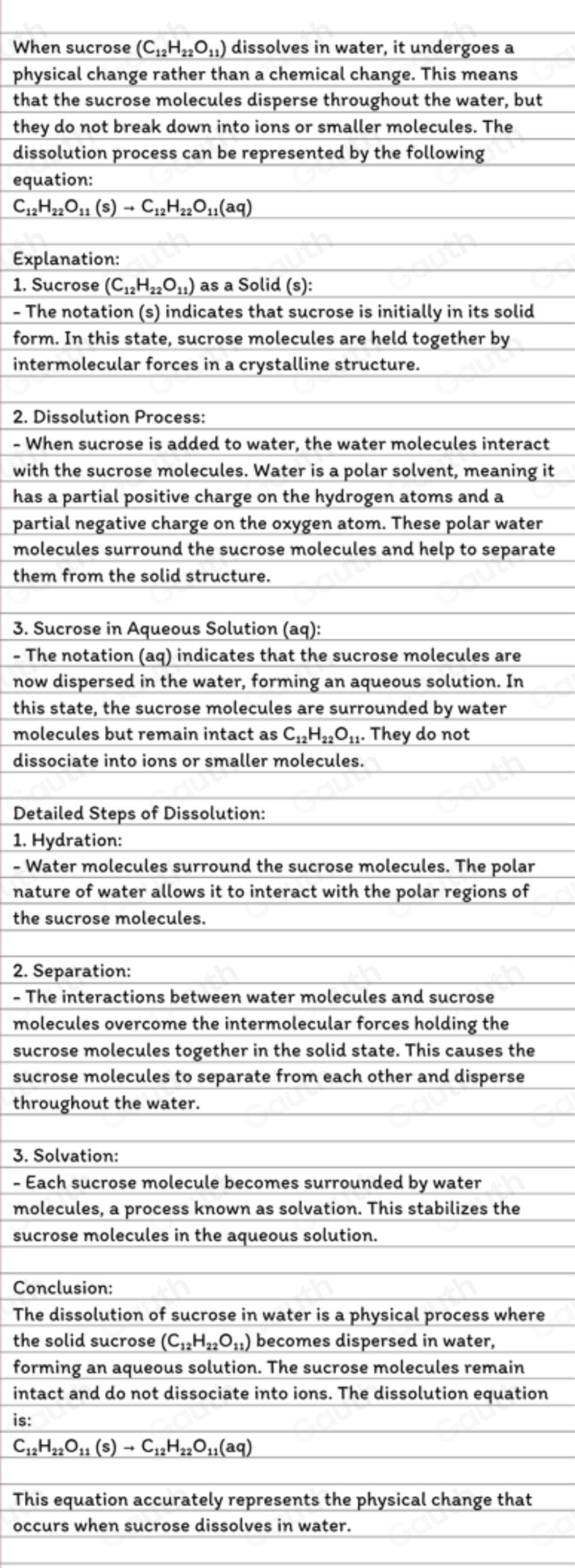 Solved: Write the dissolution equation for sucrose (C_12H_22O_11 ...