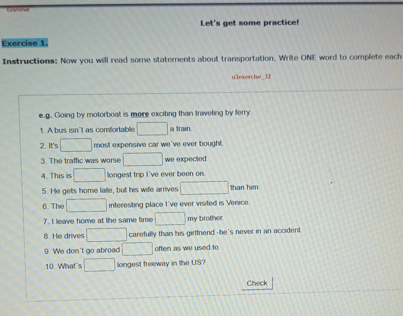 Resuelto:Grammar Let's get some practice! Exercise 1. Instructions: Now ...