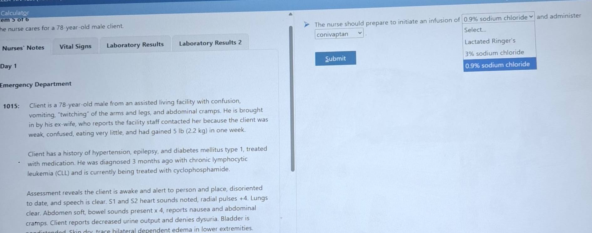 Solved: Calculator em 5 of 6 The nurse should prepare to initiate an ...