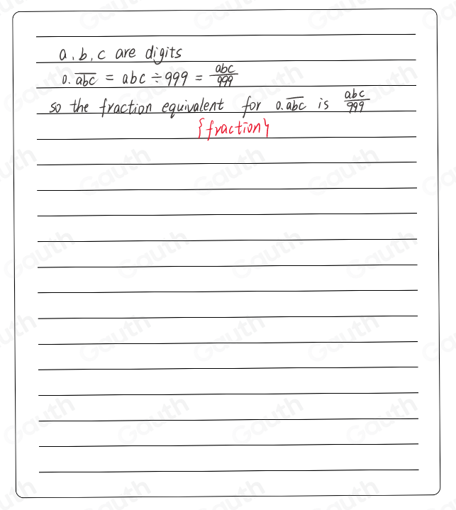 Solved: If a, b, and c are digits, write 0.overline abc as a fraction ...