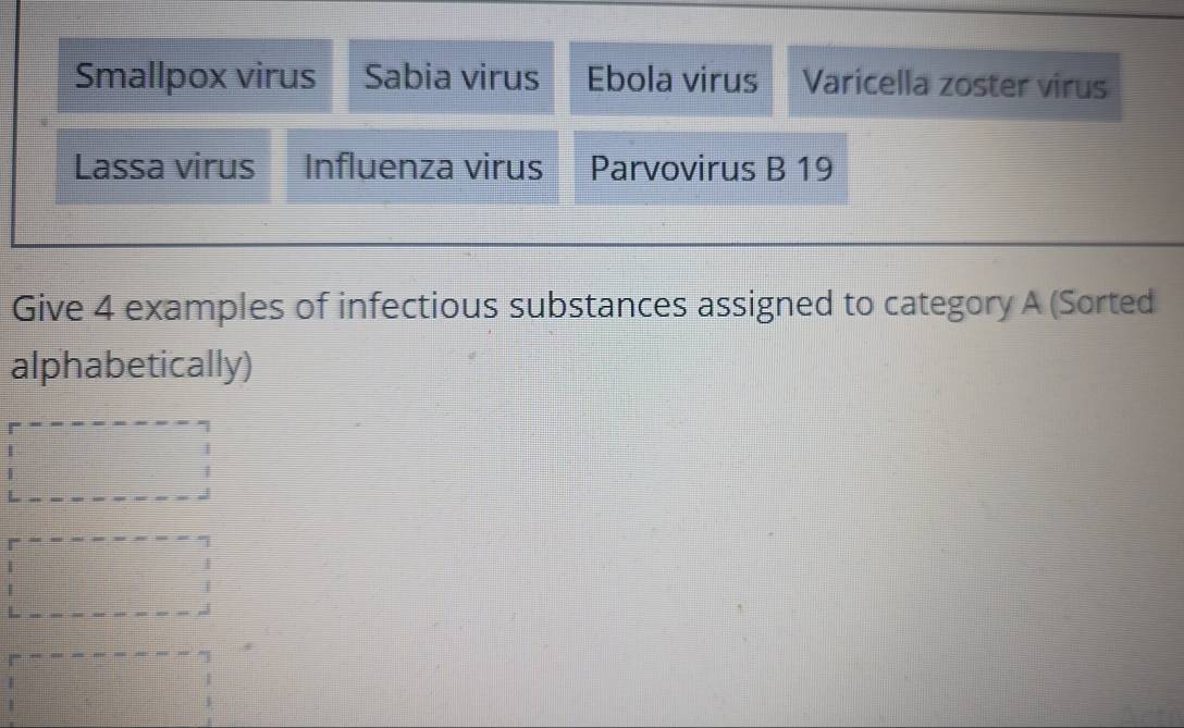 Solved: Smallpox virus Sabia virus Ebola virus Varicella zoster virus ...