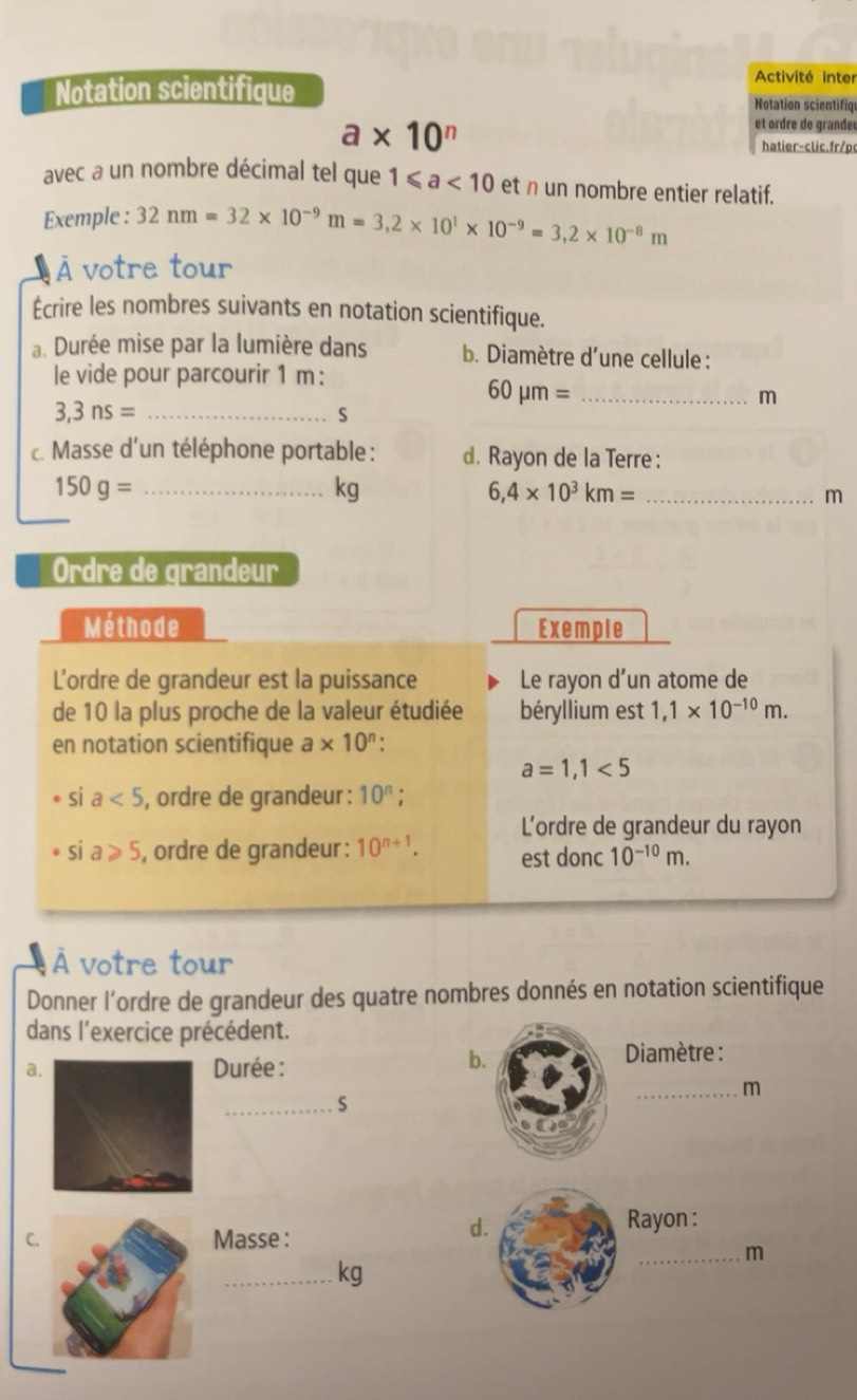 Résolu :Activité inter Notation scientifique Notation scientifiq a* 10 ...