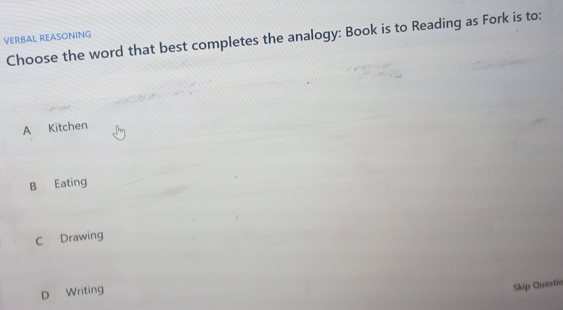 Solved: Choose the word that best completes the analogy: Book is to ...