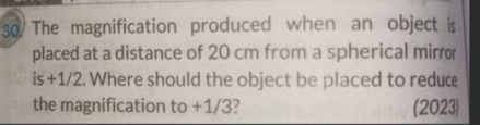 Solved: The magnification produced when an object is placed at a ...
