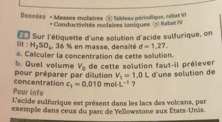 Résolu :Données * Masses molaires ® Tableau périodique, rabat VI ...