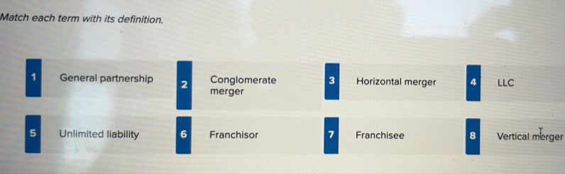 Solved: Match each term with its definition. Conglomerate 3 Horizontal ...