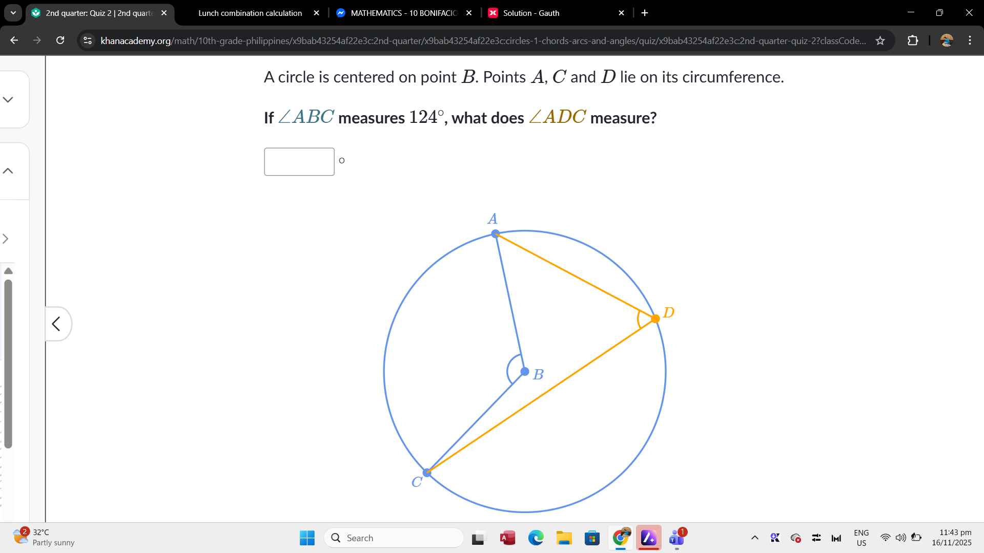 Solved: 2nd quarter: Quiz 2 | 2nd quarte × Lunch combination ...