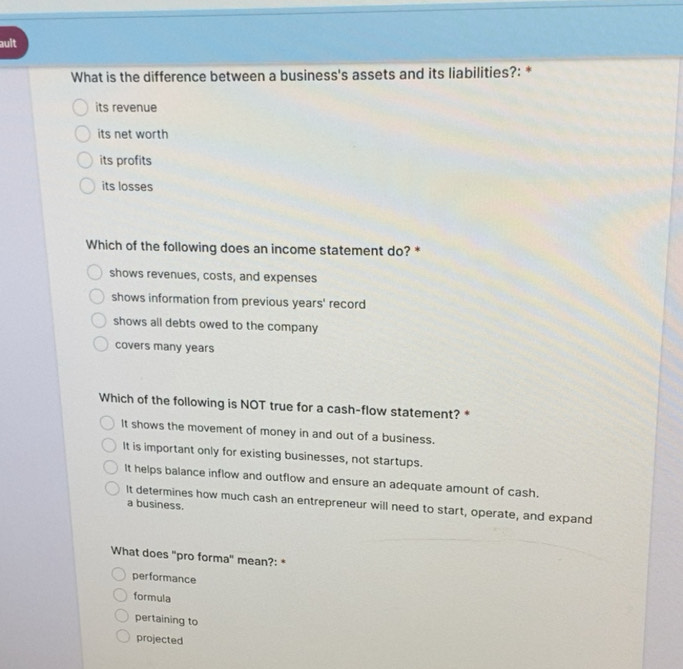 Solved: ault What is the difference between a business's assets and its ...