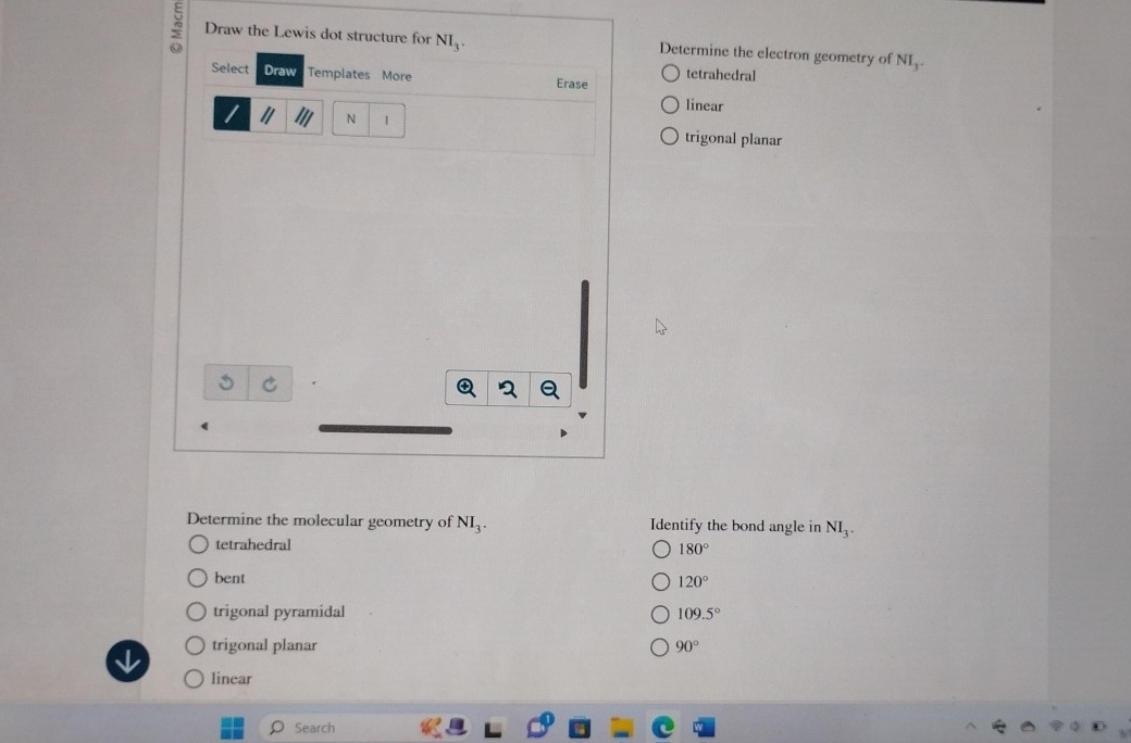 Solved: Draw the Lewis dot structure for NI_3. Determine the electron ...