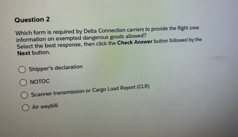 Solved: Which form is required by Delta Connection carriers to provide ...