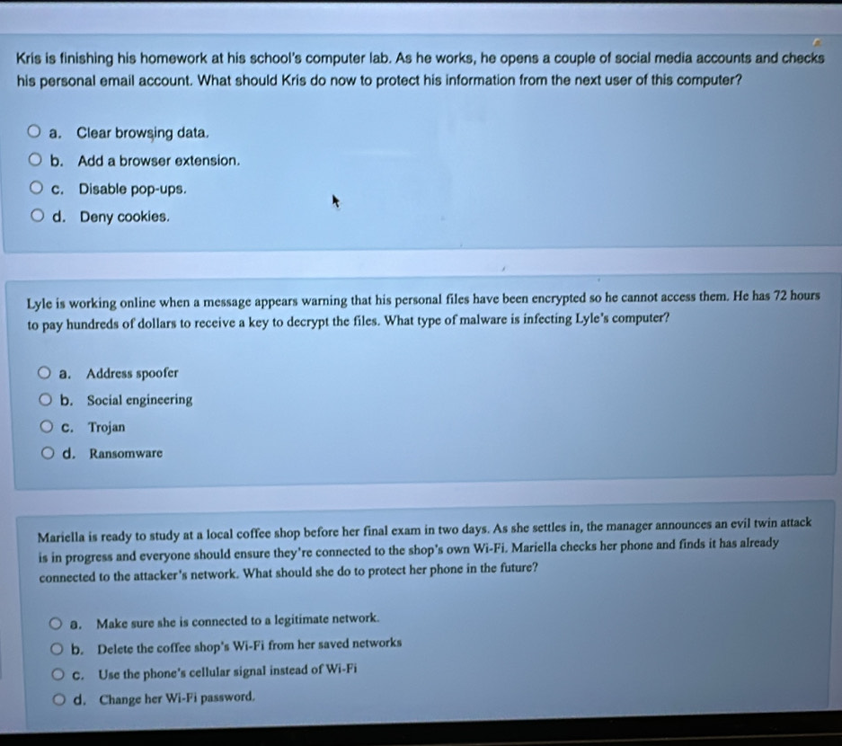 Solved: Kris is finishing his homework at his school's computer lab. As ...
