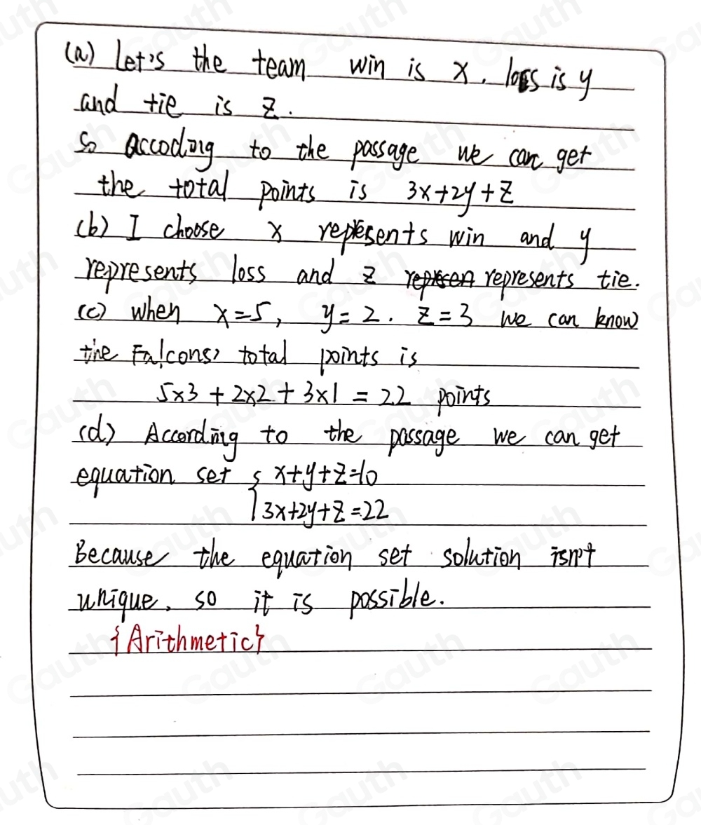 Solved: In a soccer league, teams receive 3 points for a win, 2 points ...