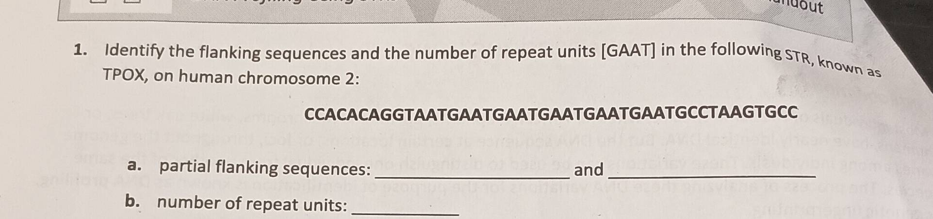 Solved: muout 1. Identify the flanking sequences and the number of ...