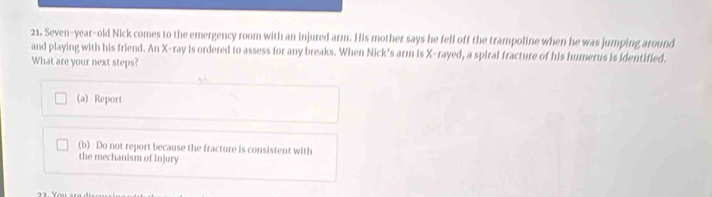 Solved: Seven-year-old Nick comes to the emergency room with an injured ...