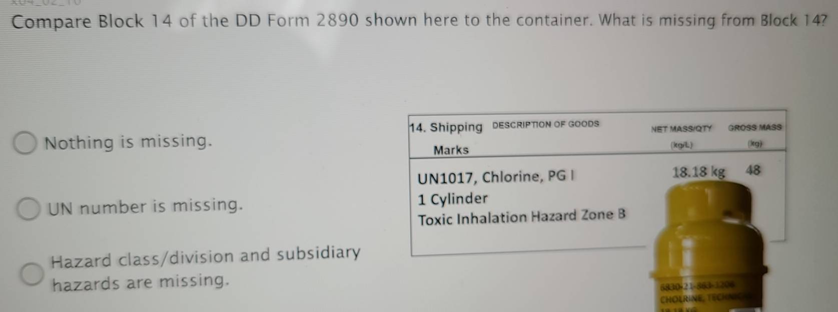 Solved: Compare Block 14 of the DD Form 2890 shown here to the ...