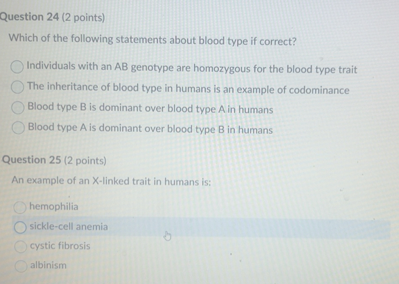 Gelöst:Which of the following statements about blood type if correct ...