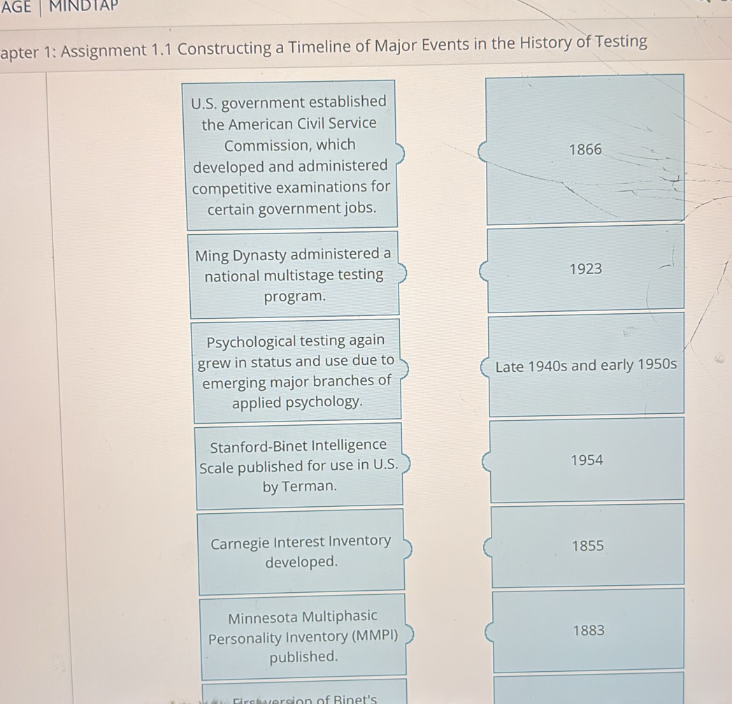 Solved: AGE | MINDTAP apter 1: Assignment 1.1 Constructing a Timeline of Major Events in the ...