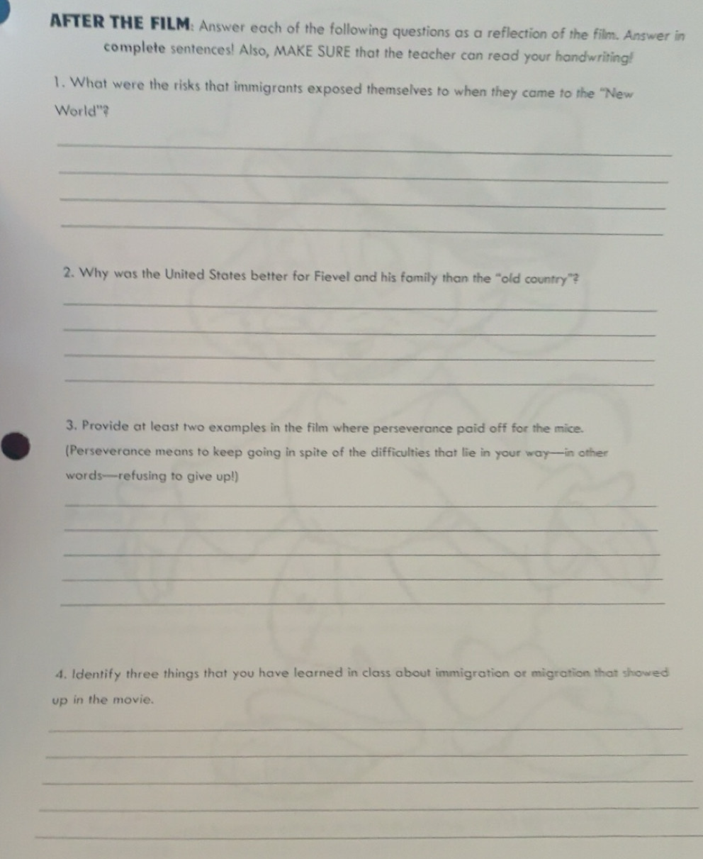 Solved: AFTER THE FILM: Answer each of the following questions as a ...