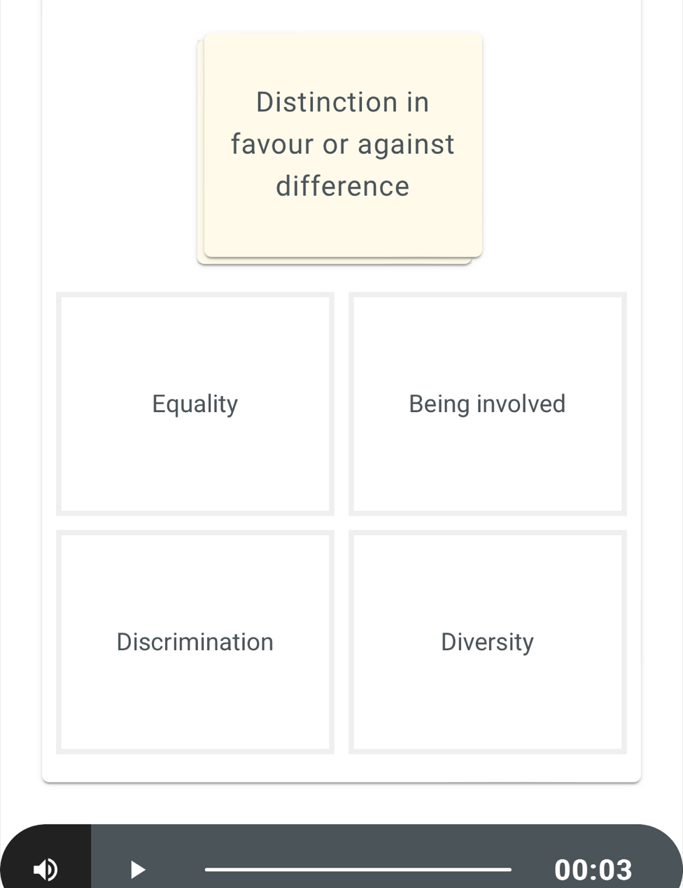 Solved: Distinction in favour or against difference Equality Being ...