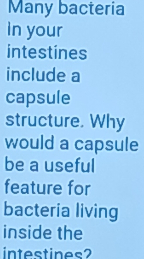 Solved: Many bacteria In your intestines include a capsule structure ...