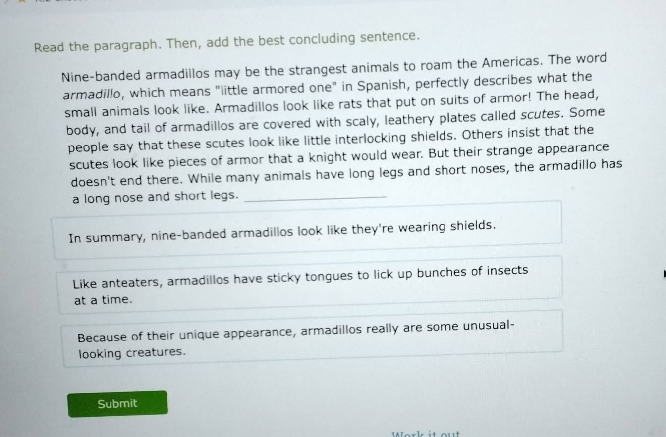 Solved: Read the paragraph. Then, add the best concluding sentence ...