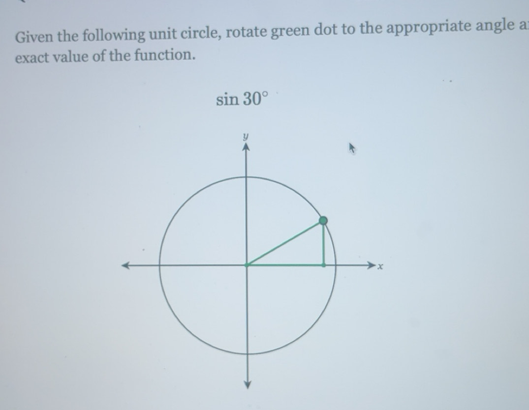 Solved: Given the following unit circle, rotate green dot to the ...