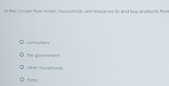 Solved: In the circular flow model, households sell resources to and ...
