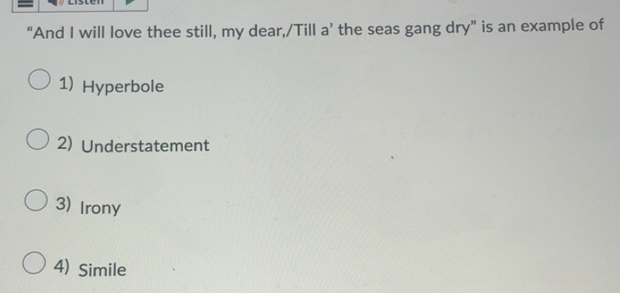 Solved: “And I will love thee still, my dear,/Till a’ the seas gang dry ...