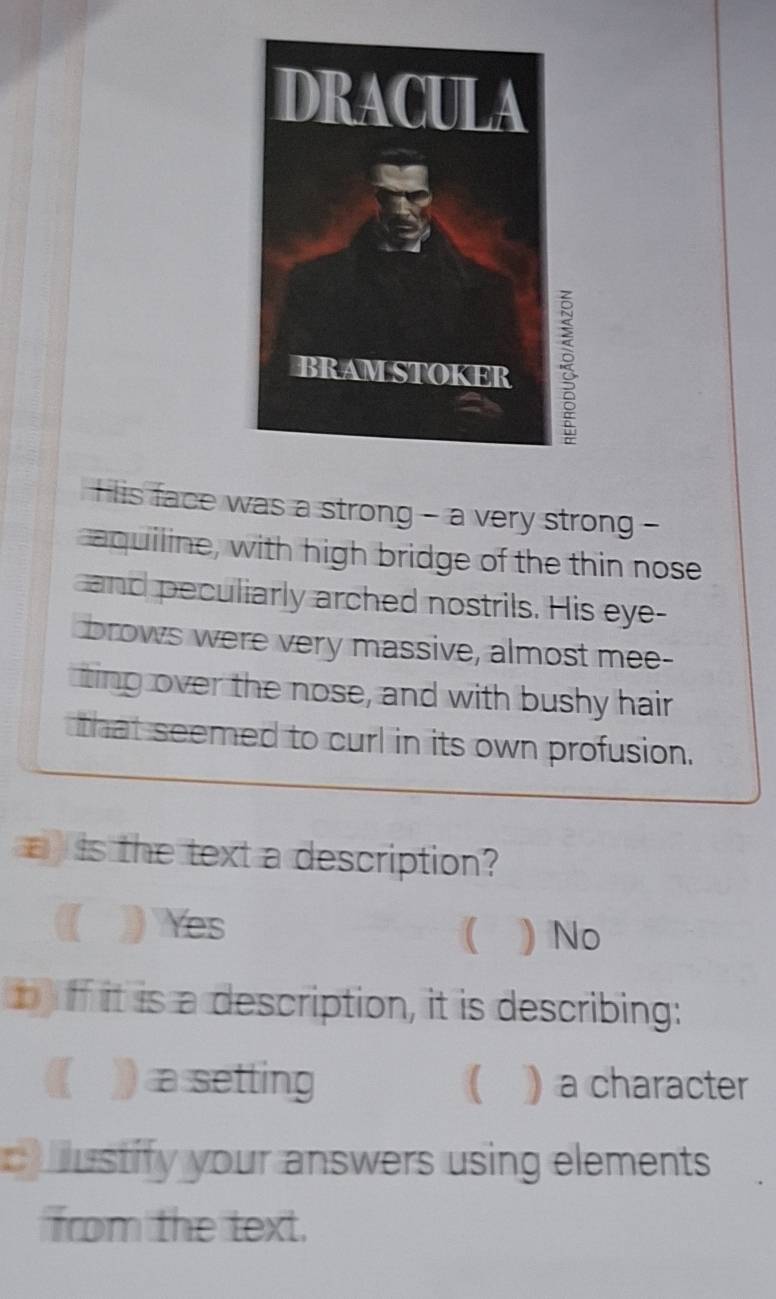 Solved: His face was a strong - a very strong - aquiline, with high ...