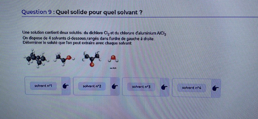 Résolu :Quel solide pour quel solvant ? Une solution contient deux ...