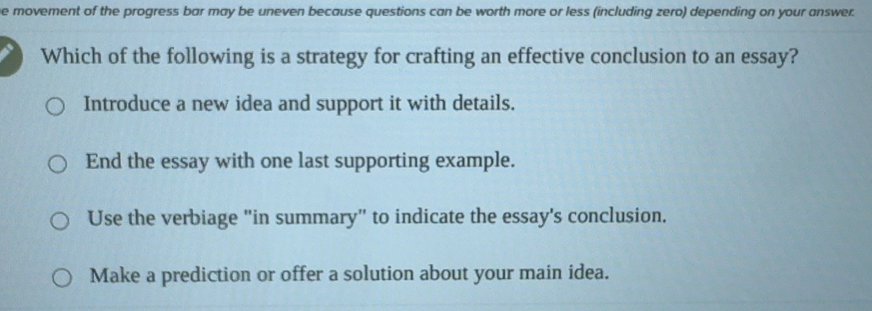 Solved: he movement of the progress bar may be uneven because questions ...