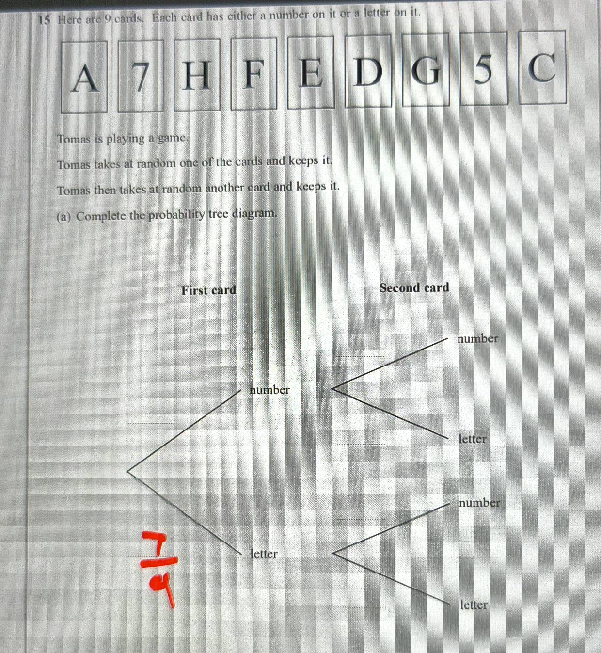 Risolto:Here are 9 cards. Each card has either a number on it or a ...