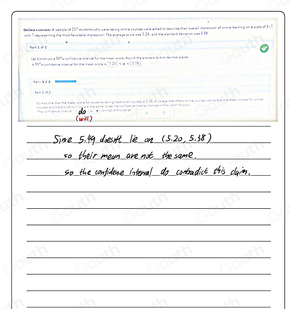 Solved: Online courses: A sample of 257 students who were taking online ...