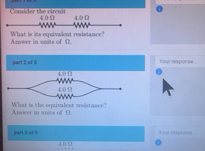 Solved: Consider the circuit i 4.0 Ω 4.0Ω w What is its equivalent ...