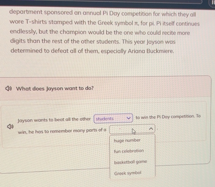 Solved: department sponsored an annual Pi Day competition for which ...