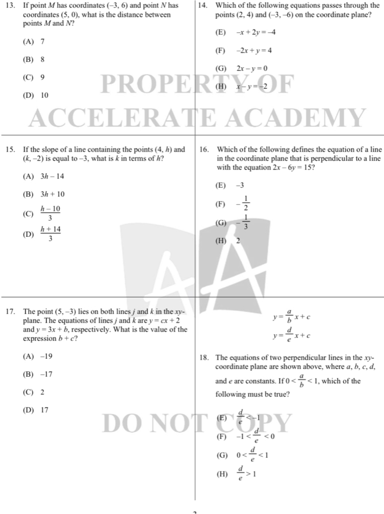 Solved: If point M has coordinates (-3,6) and point N has 14. Which of ...