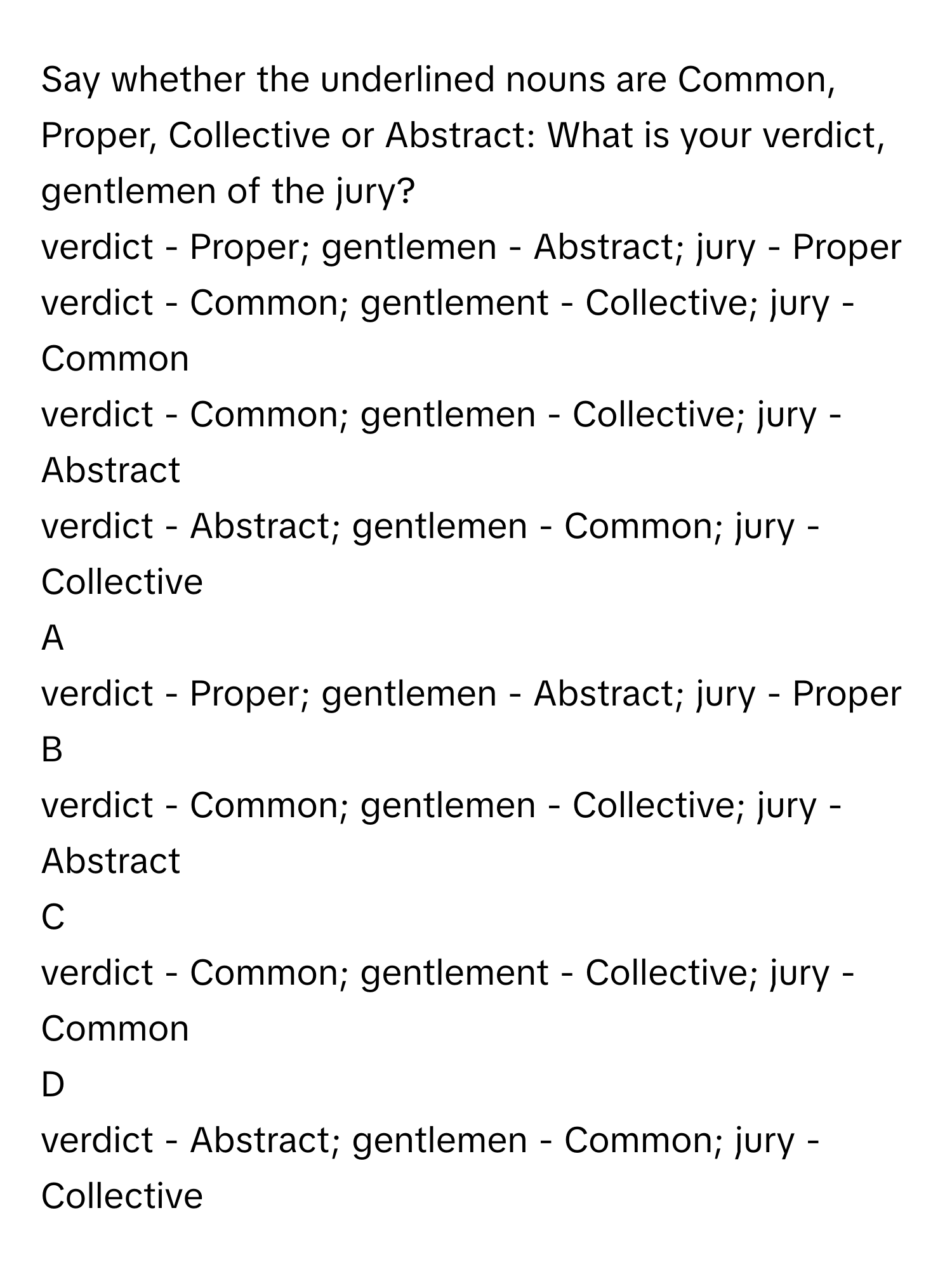 Solved: Say whether the underlined nouns are Common, Proper, Collective ...