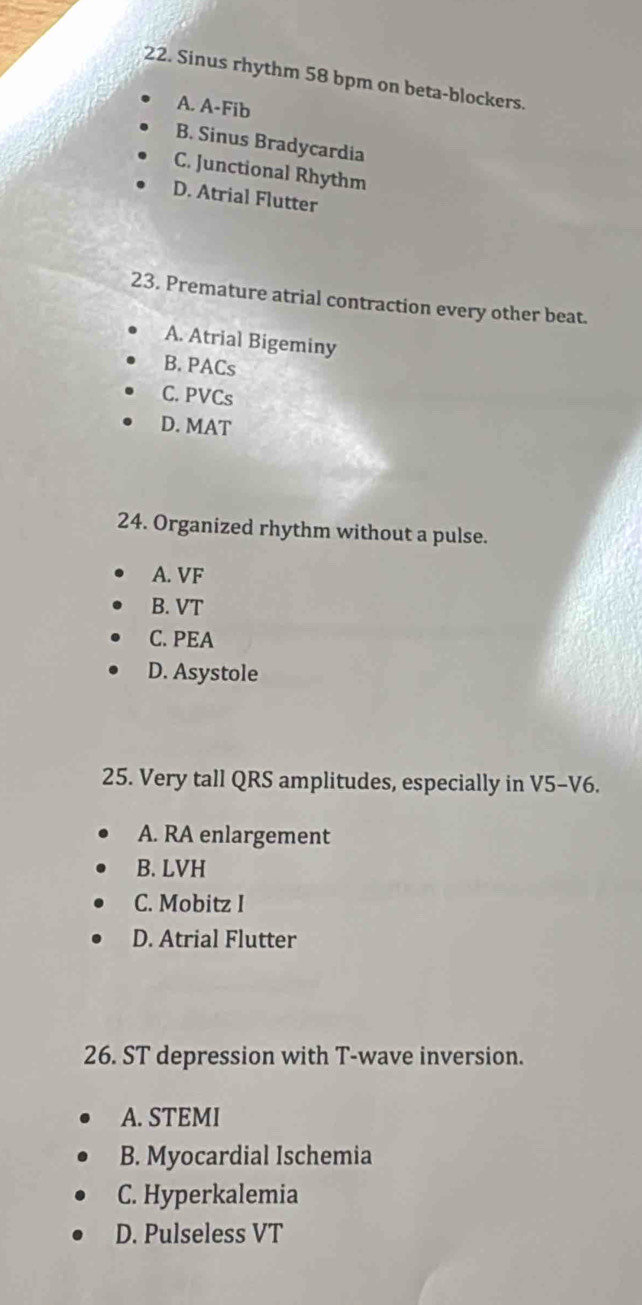 Solved: Sinus rhythm 58 bpm on beta-blockers. A. A-Fib B. Sinus ...