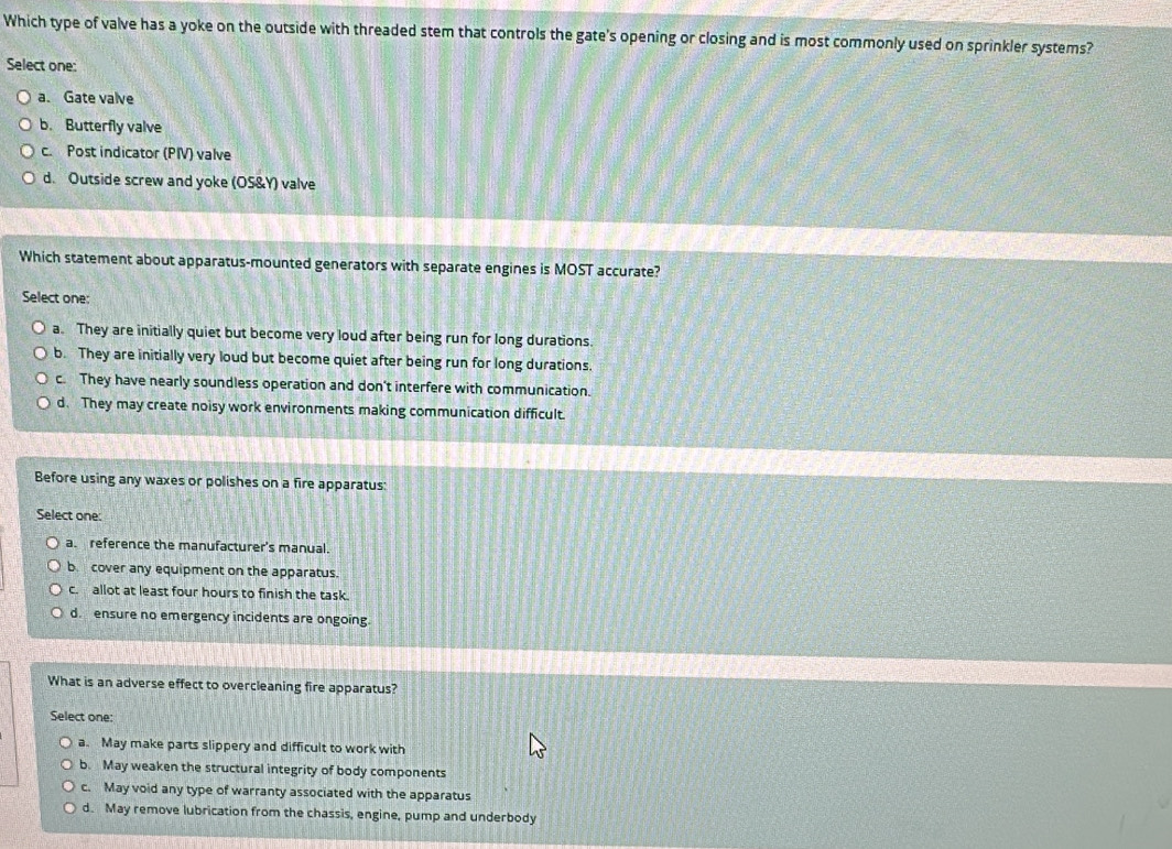 Solved: Which type of valve has a yoke on the outside with threaded ...