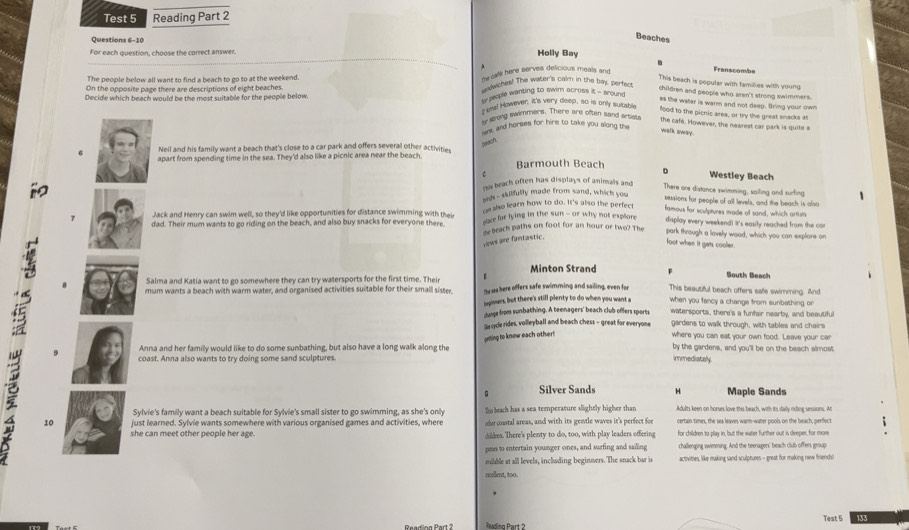 Resuelto:Test 5 Reading Part 2 Beaches For each question, choose the ...