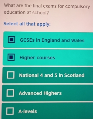 Solved: What are the final exams for compulsory education at school ...