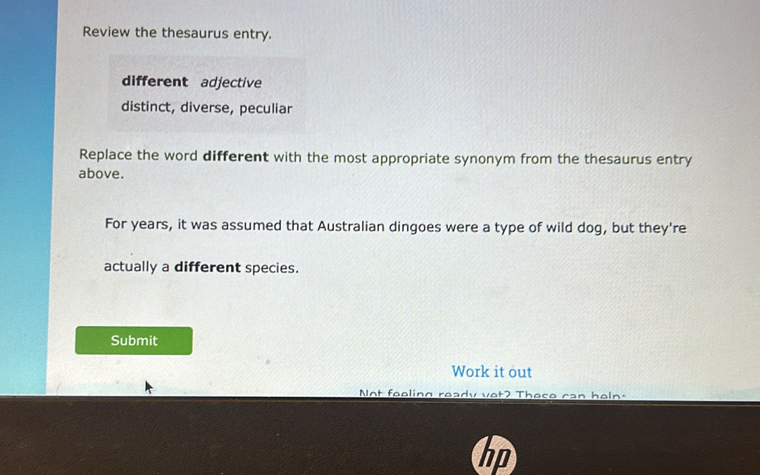 Solved: Review the thesaurus entry. different adjective distinct ...