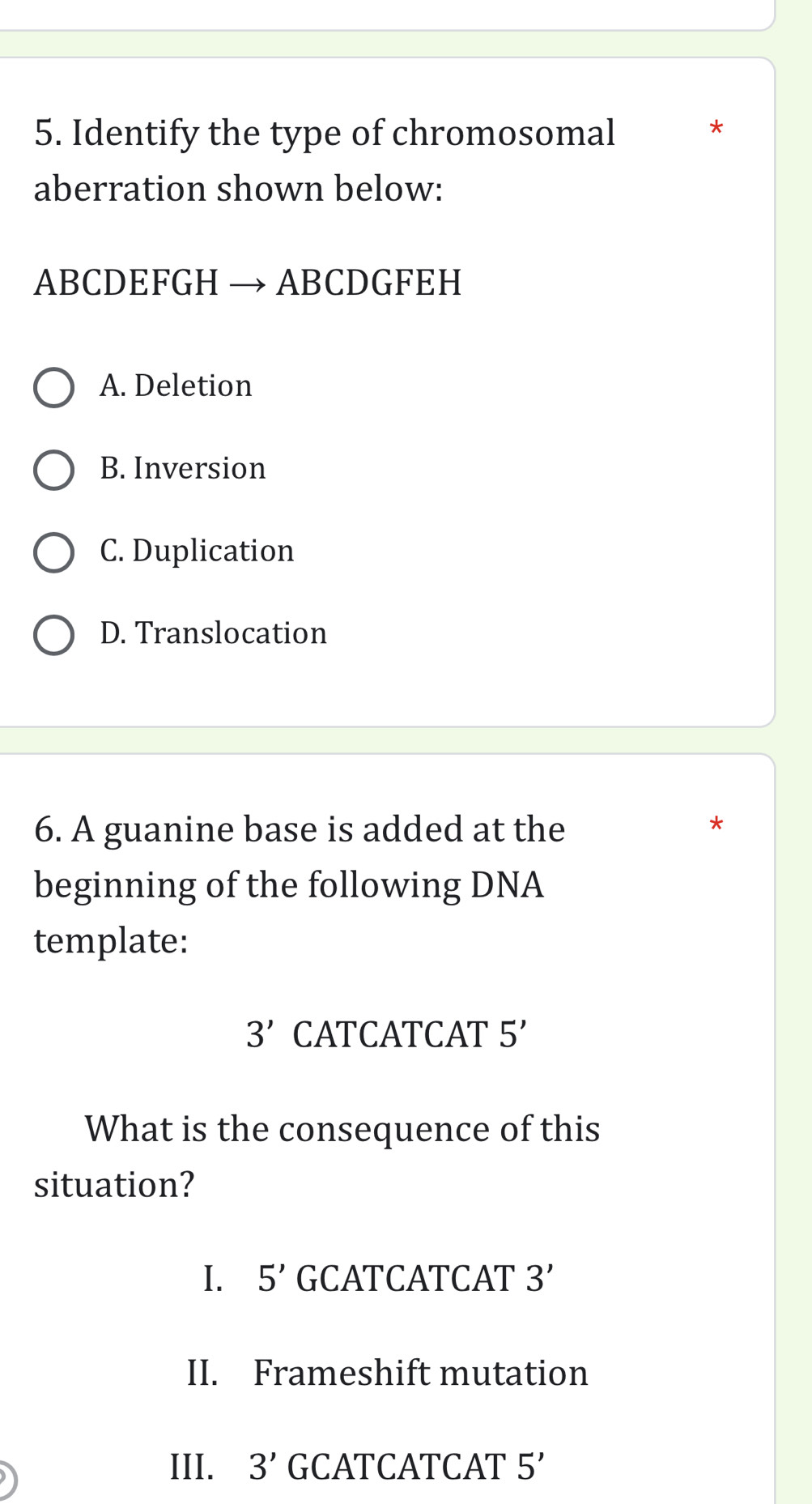 Selesai:Identify the type of chromosomal * aberration shown below ...