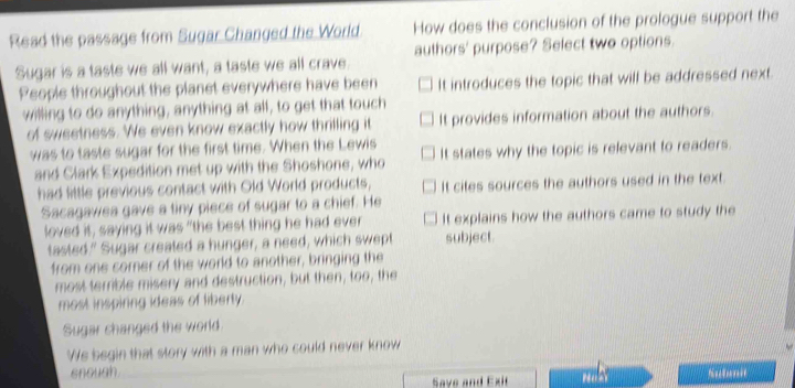 Solved: Read the passage from Sugar Changed the World How does the ...