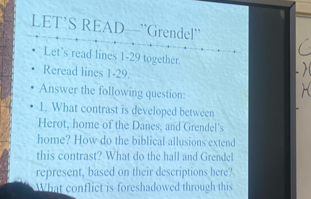 Solved: LET’S READ—'Grendel'' Let's read lines 1-29 together. Reread ...