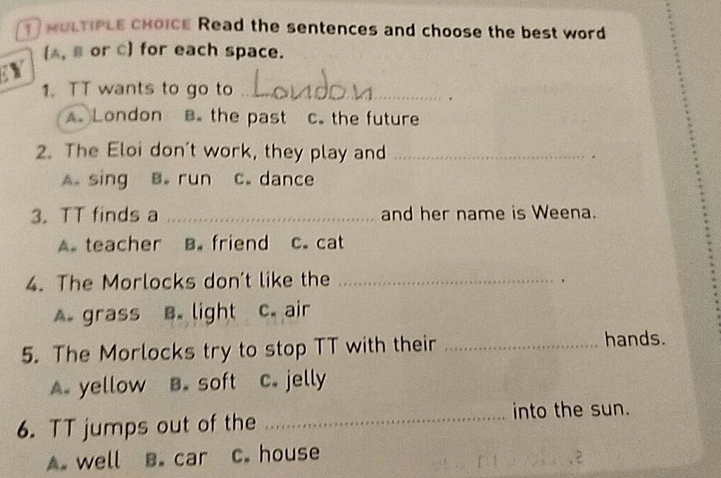 Risolto:Read the sentences and choose the best word (A, B or c) for ...