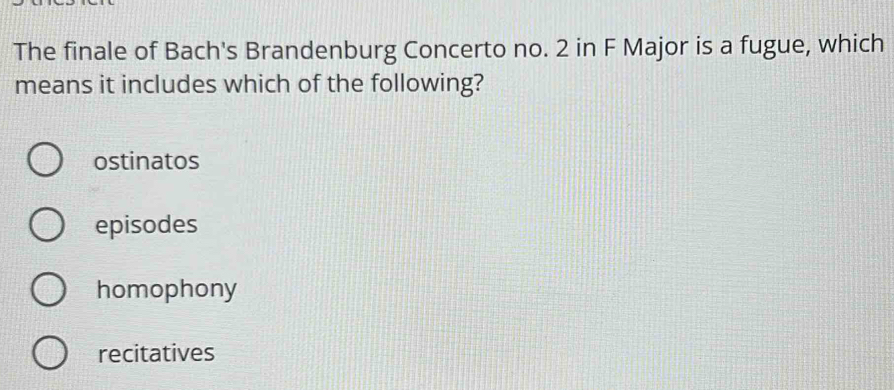 Solved: The finale of Bach's Brandenburg Concerto no. 2 in F Major is a ...