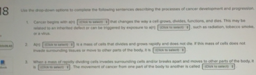 Solved: Use the drop-down options to complete the following sentences ...