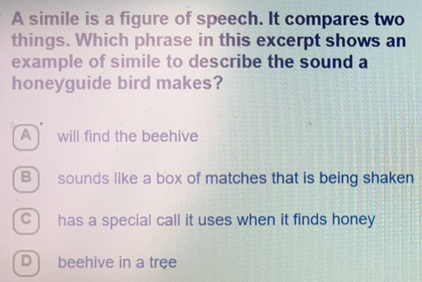 Solved: A simile is a figure of speech. It compares two things. Which ...